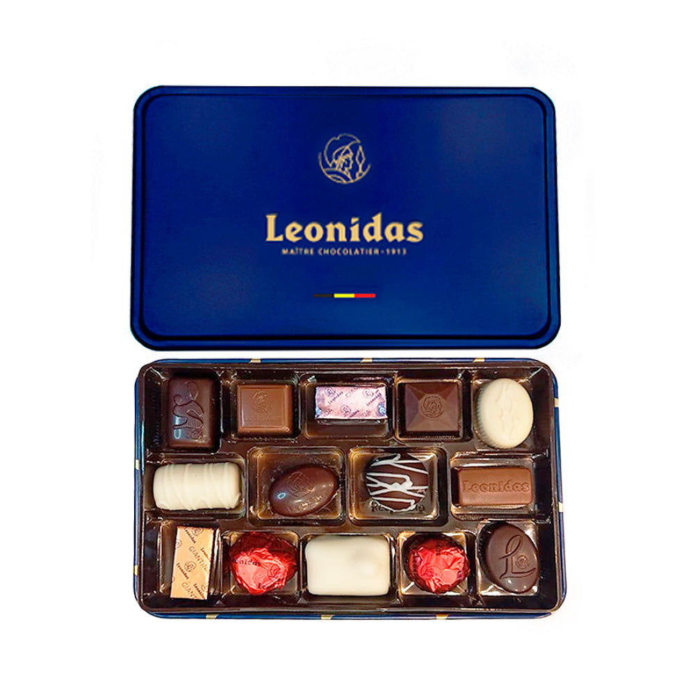 Box Tin Blue 14 bombons sortidos | Leonidas Portugal - Chocolate Belga